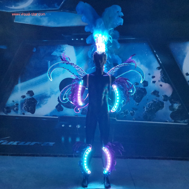 Led feather props,led performer,luminous prop
