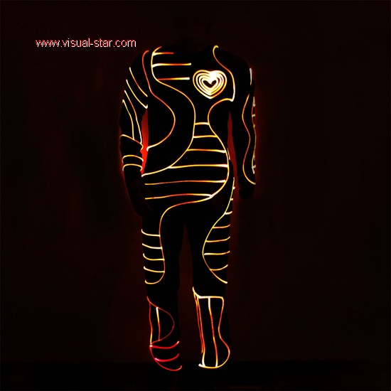 Led light costumes,led dance suit,light up skeleton costume